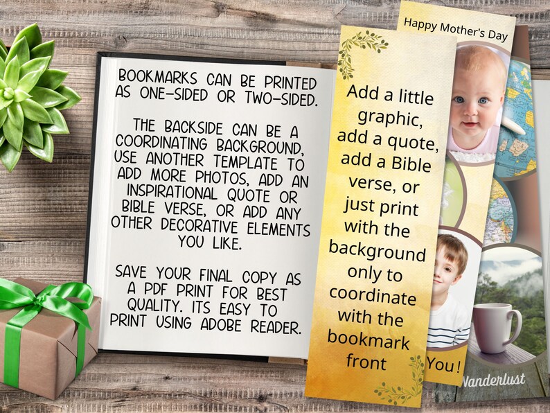 Photo Bookmark Template, DIY Printable Bookmark, Edit in Canva, Gift ...