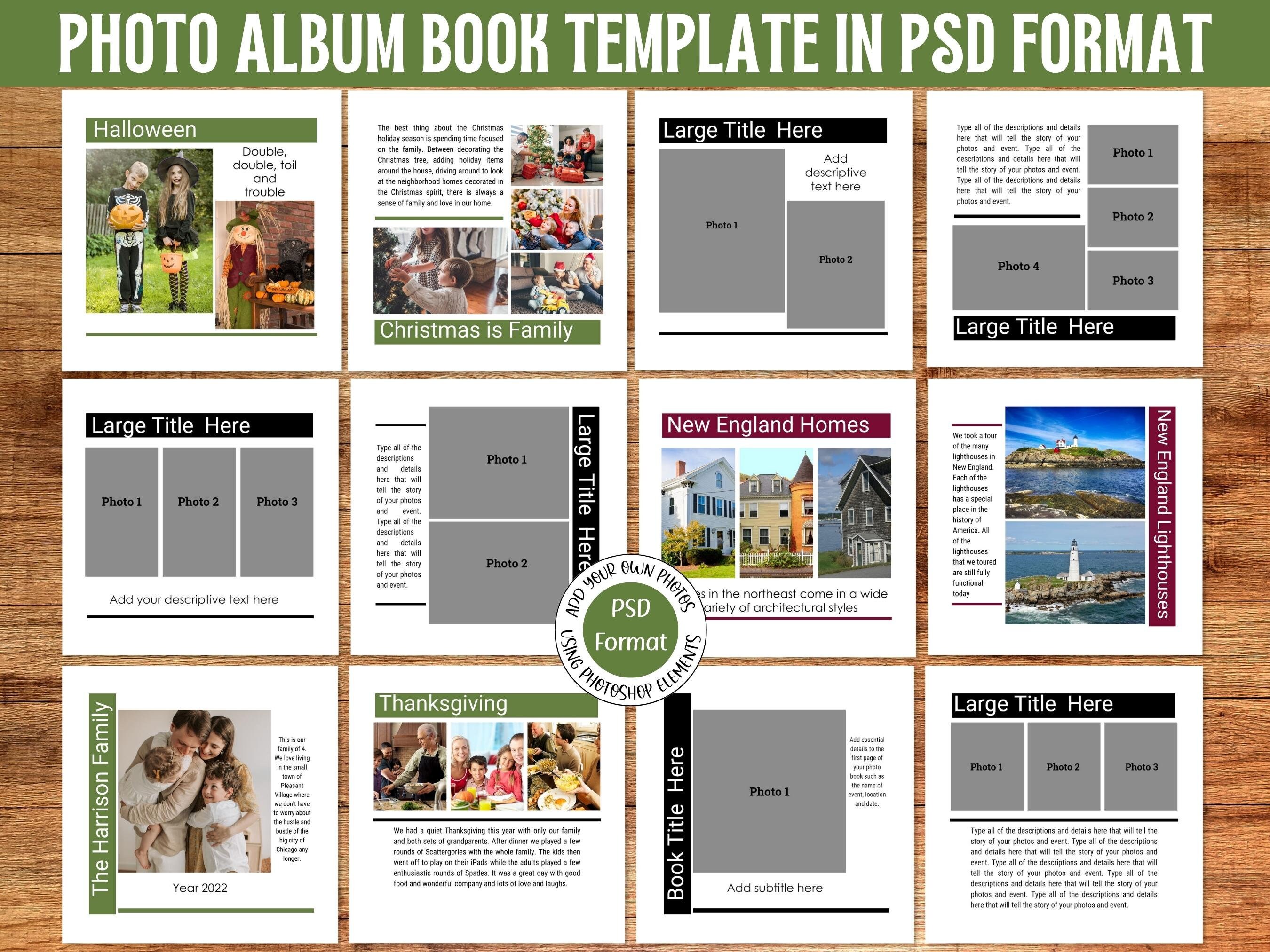 12x12 Photo Book Scrapbook Templates PSD: Digital Album (digital ...