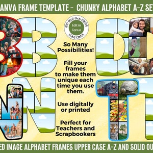 Canva Frame Divided Alphabet Template A-Z | Upper Case Chunky Font ...