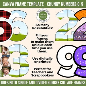 Canva Frame Number Template 0-9 | Chunky Font Number Collage Frame ...
