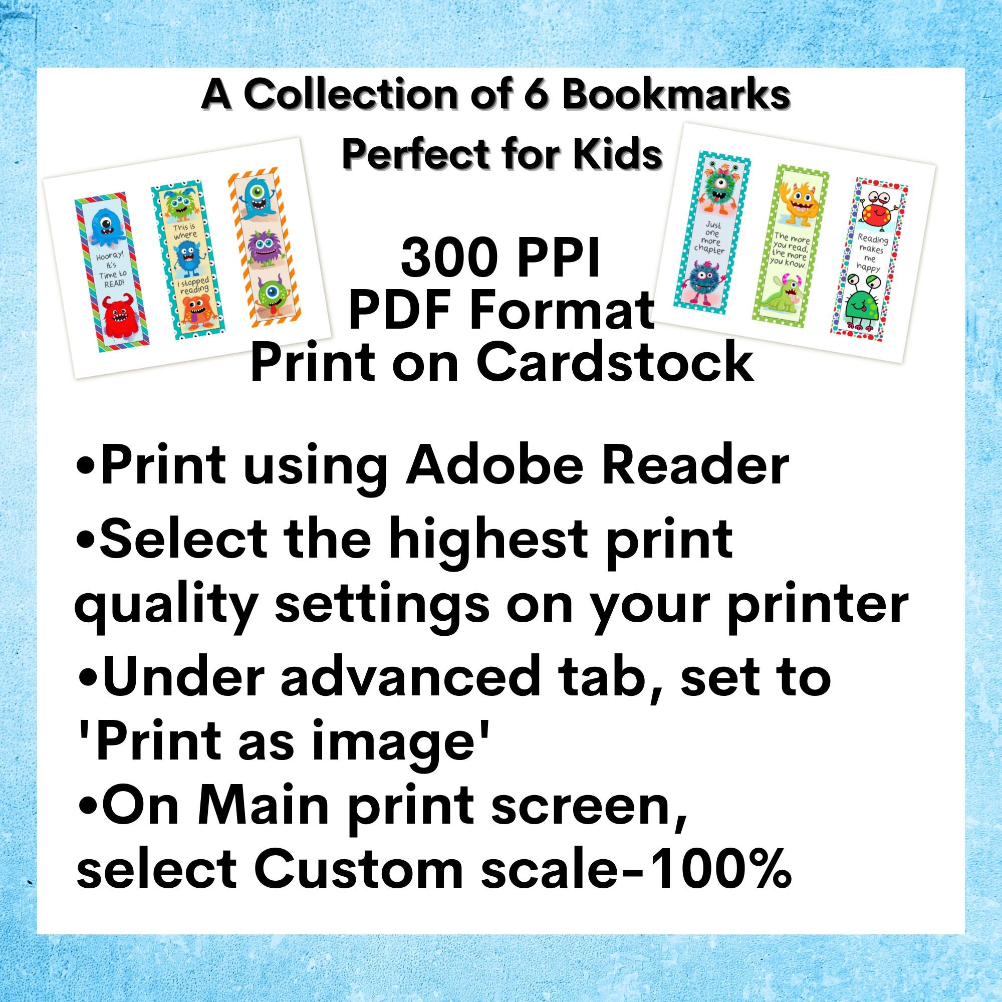 Kids Monster Bookmarks: Printable Reading Gift or Reward (digital ...