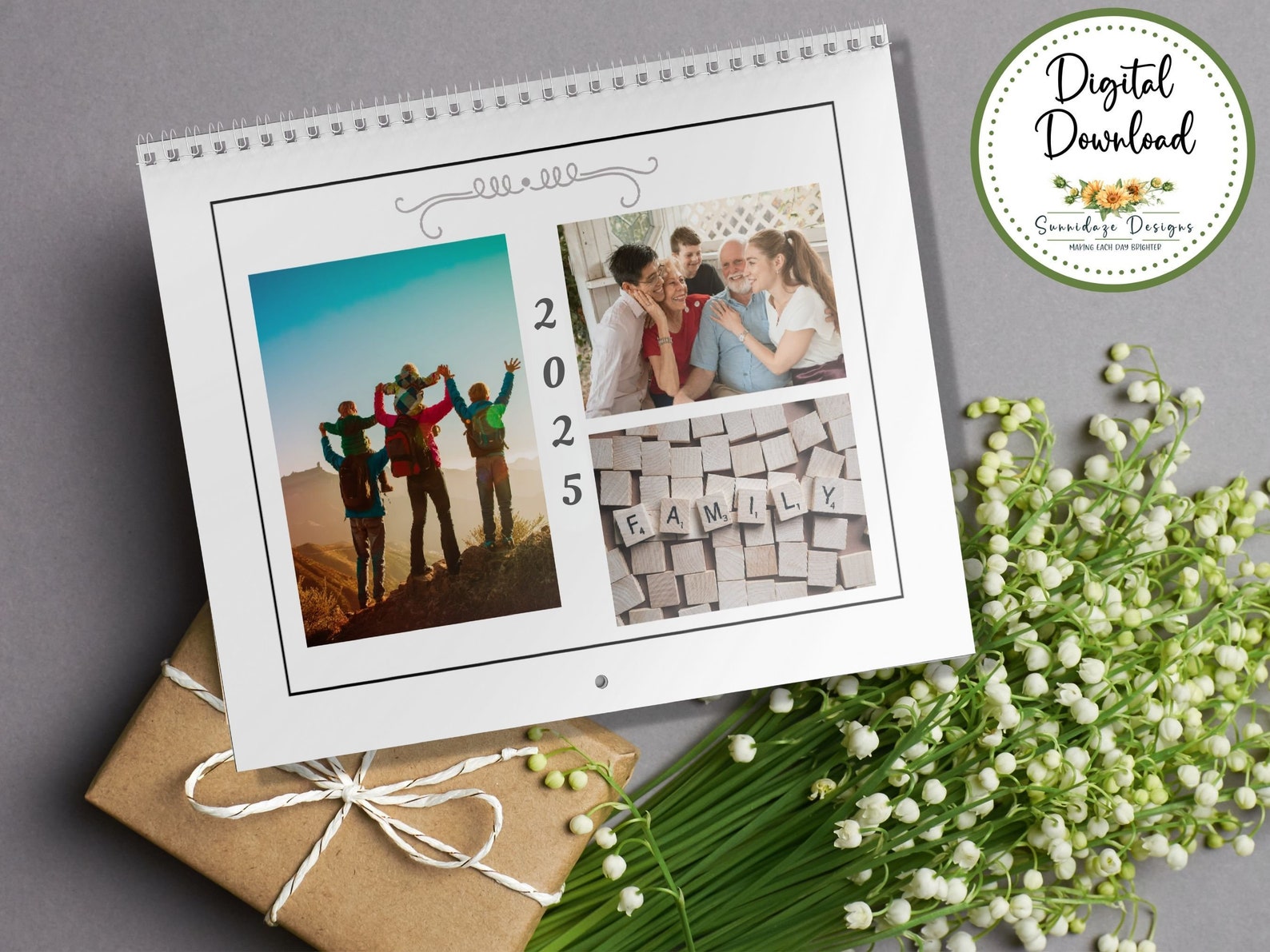 2025 Photo Collage Wall Calendar Canva Templates | Fully Editable 12 ...