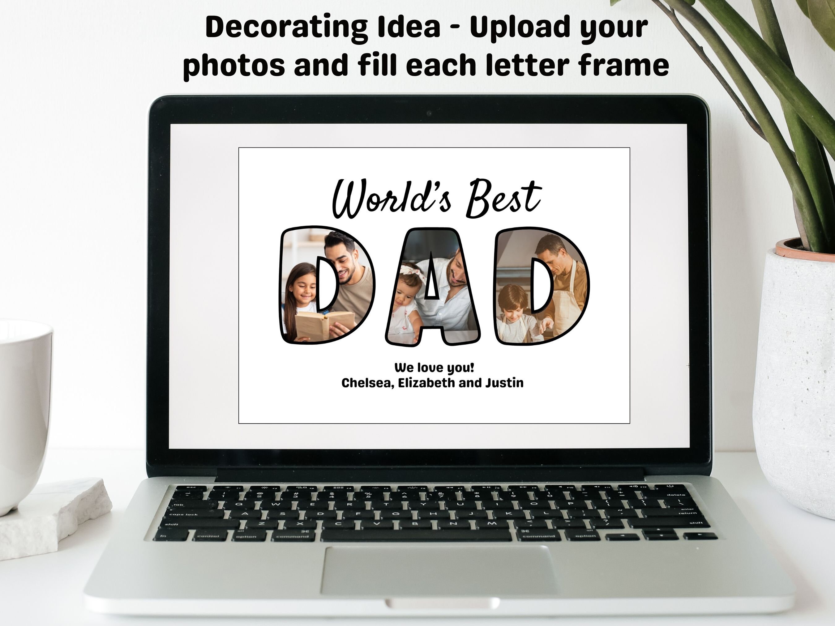 Dad Photo Collage Canva Frame Template | Printable Dad Poster With ...