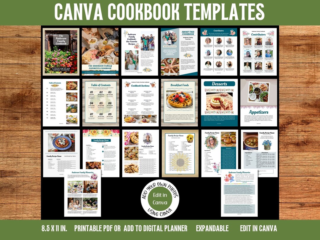 Canva Cookbook Template: Family Recipe Book Fully Editable (digital PDF ...
