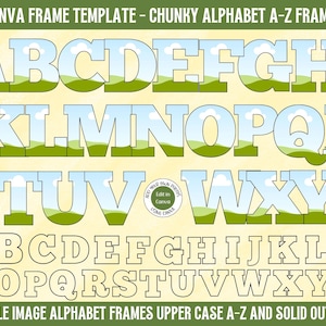 Chunky Font Canva Frame Alphabet Template: Upper & Lower Case Fillable ...