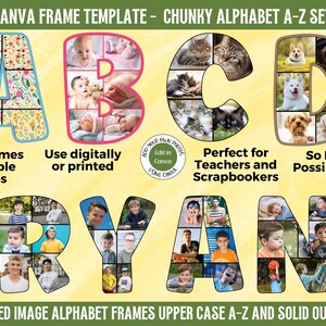 Canva Frame Divided Alphabet Template A-Z | Upper Case Chunky Font ...