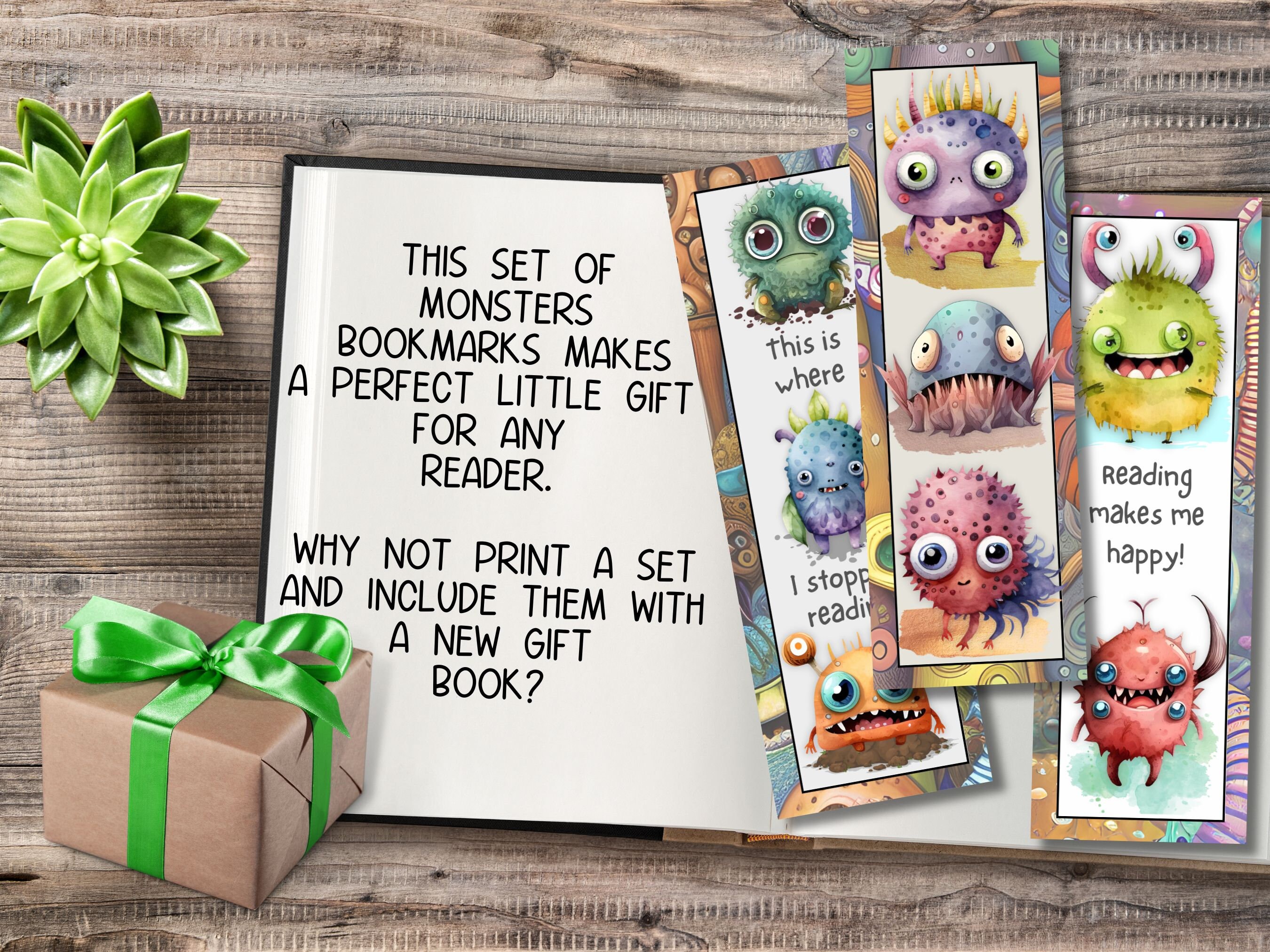 Monsters Bookmarks Set of 6 Printable PDF | Cute Bookmark for Kid ...