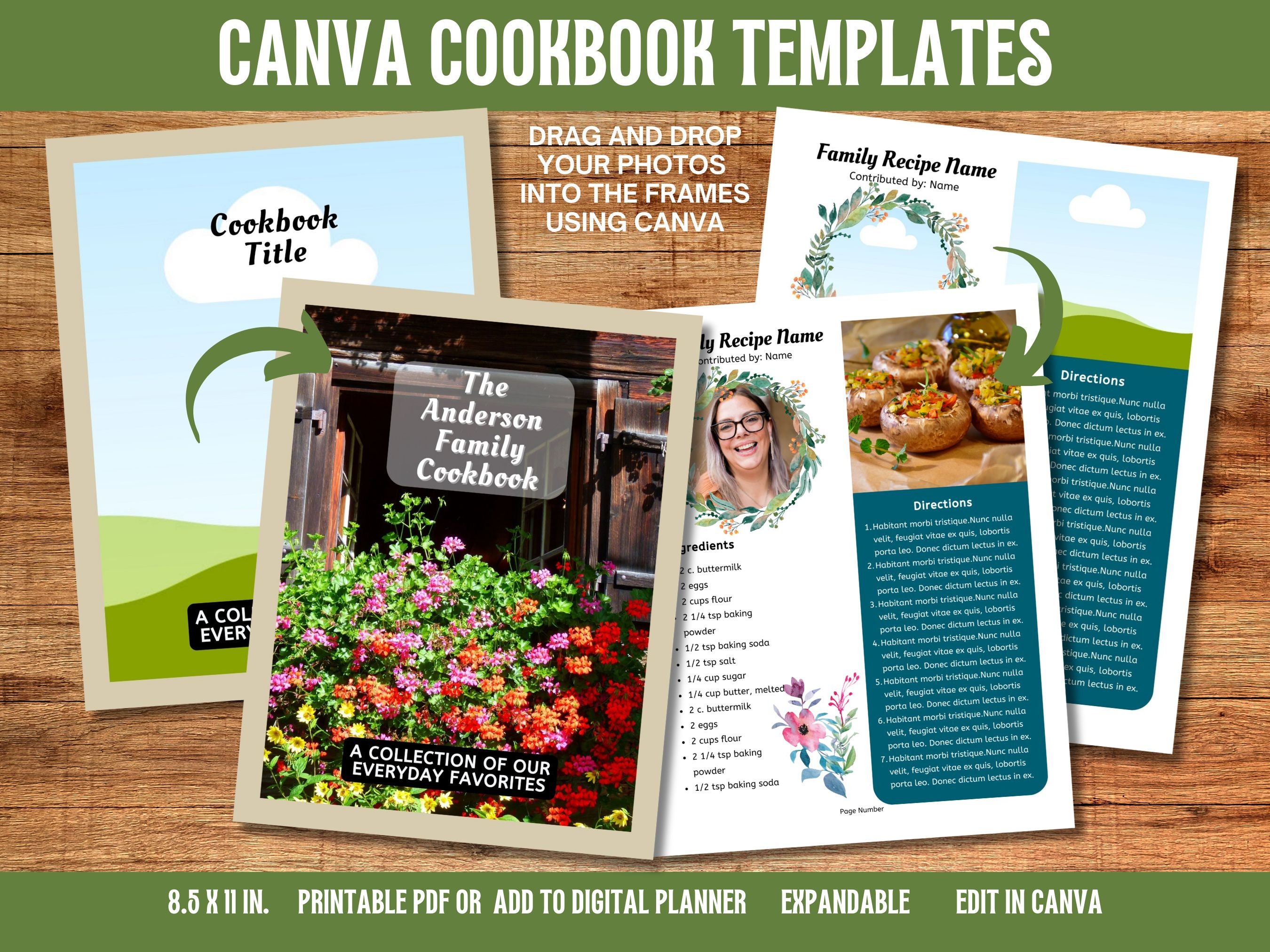 Canva Cookbook Template: Family Recipe Book Fully Editable (digital PDF ...