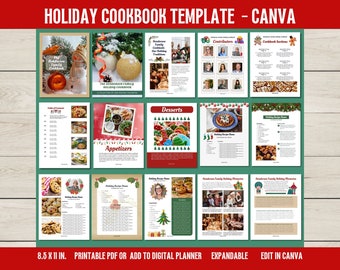 Winter Wreath Cookbook Template Recipe Book Template / Apple - Etsy