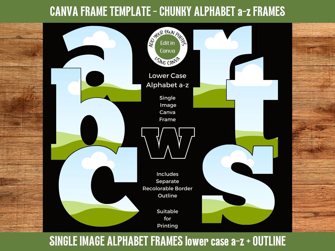 Canva Frame Alphabet Template A-z | Lower Case Chunky Font Fillable ...