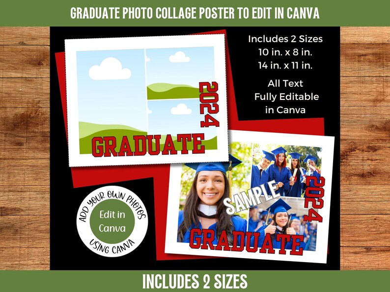Graduate Photo Collage Canva Frame Template | Printable Graduation ...