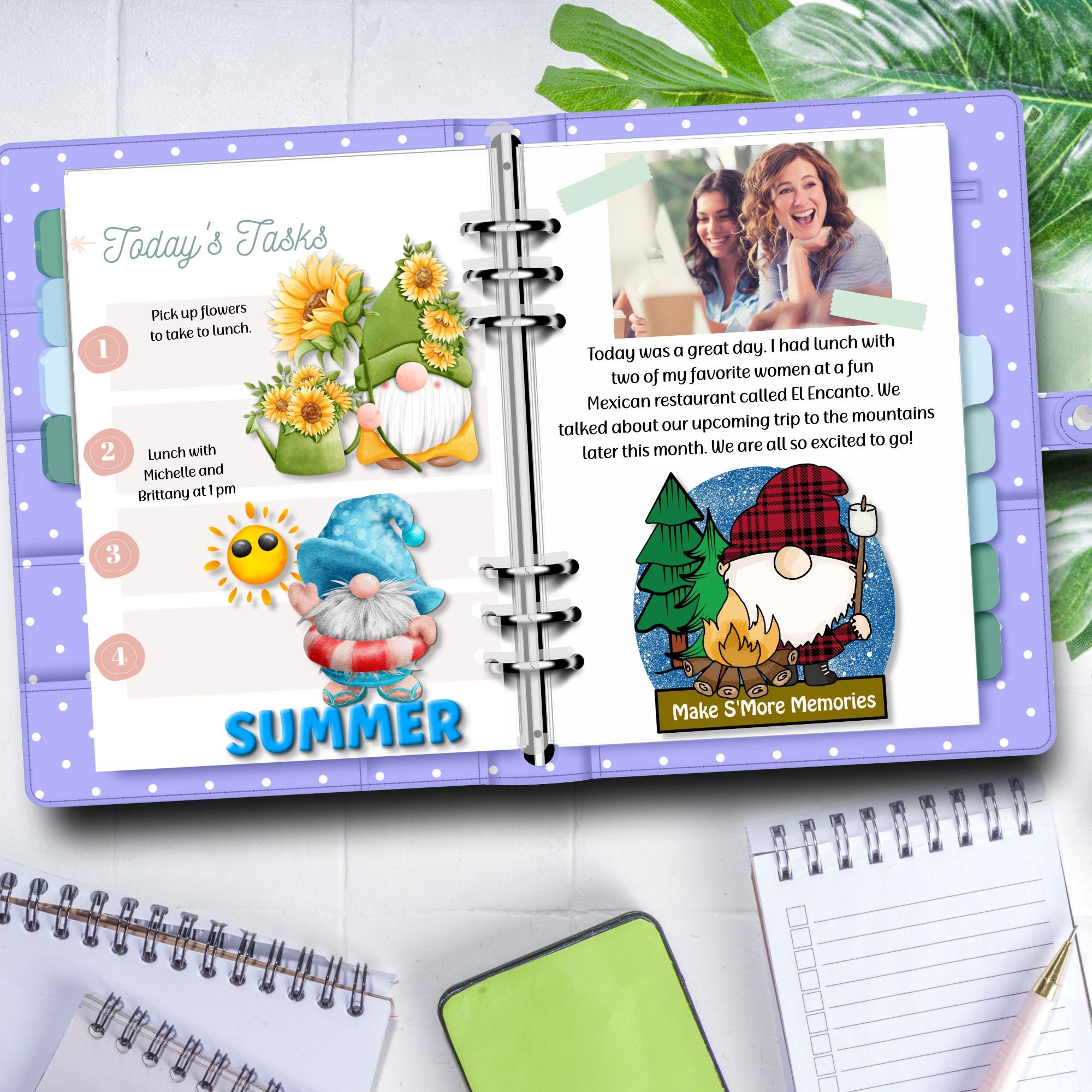 Summer Gnomes Digital Stickers for Planners or Pocket Scrapbooking ...