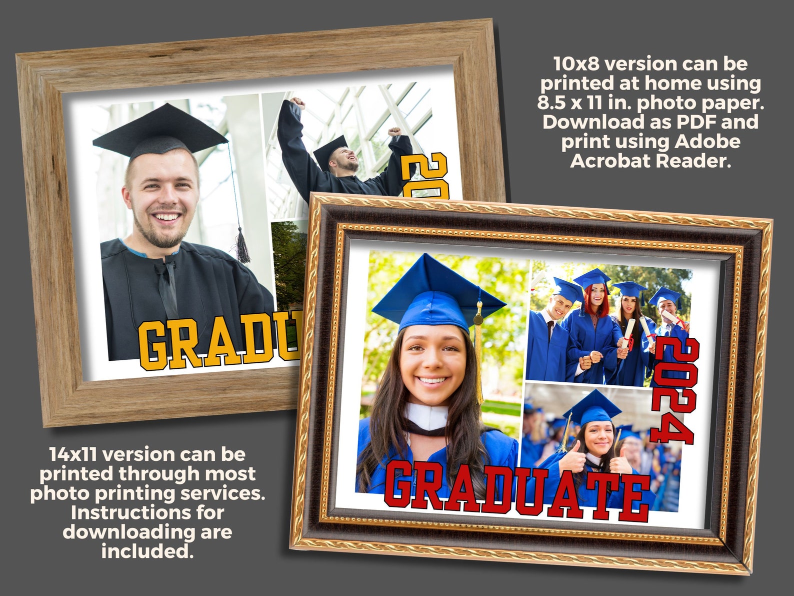 Graduate Photo Collage Canva Frame Template | Printable Graduation ...