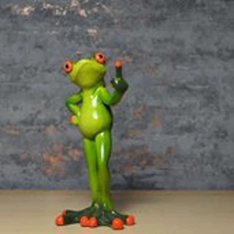 Comical Frog Middle Finger Figurine Shelf Decor Anniversary Gift - Etsy