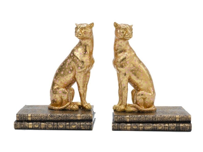 Gold Cheetah Bookends Shelf Decor Birthday Gift - Etsy