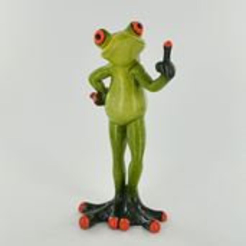 Comical Frog Middle Finger Figurine Shelf Decor Anniversary - Etsy