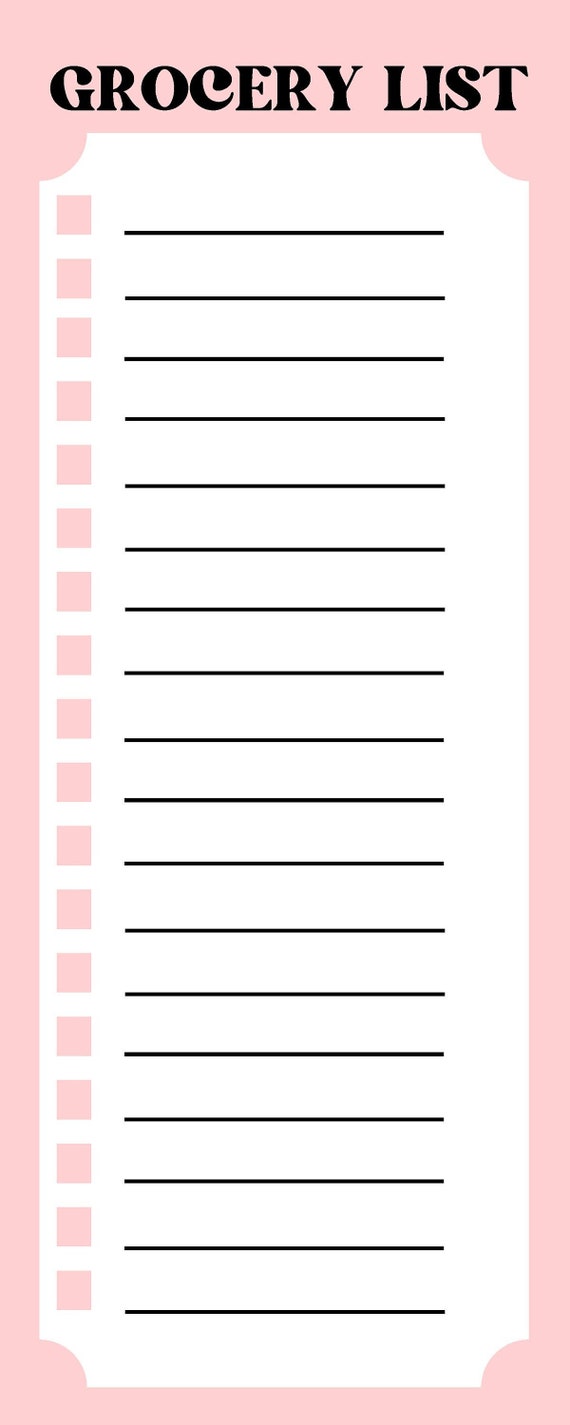 Pink Grocery List - Etsy