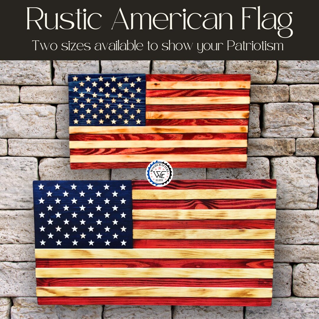 Rustic American Flag | Wooden Patriotic Wall Art Decor | Distressed ...