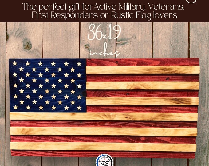 Rustic American Flag | Wooden Patriotic Wall Art Decor | Distressed ...