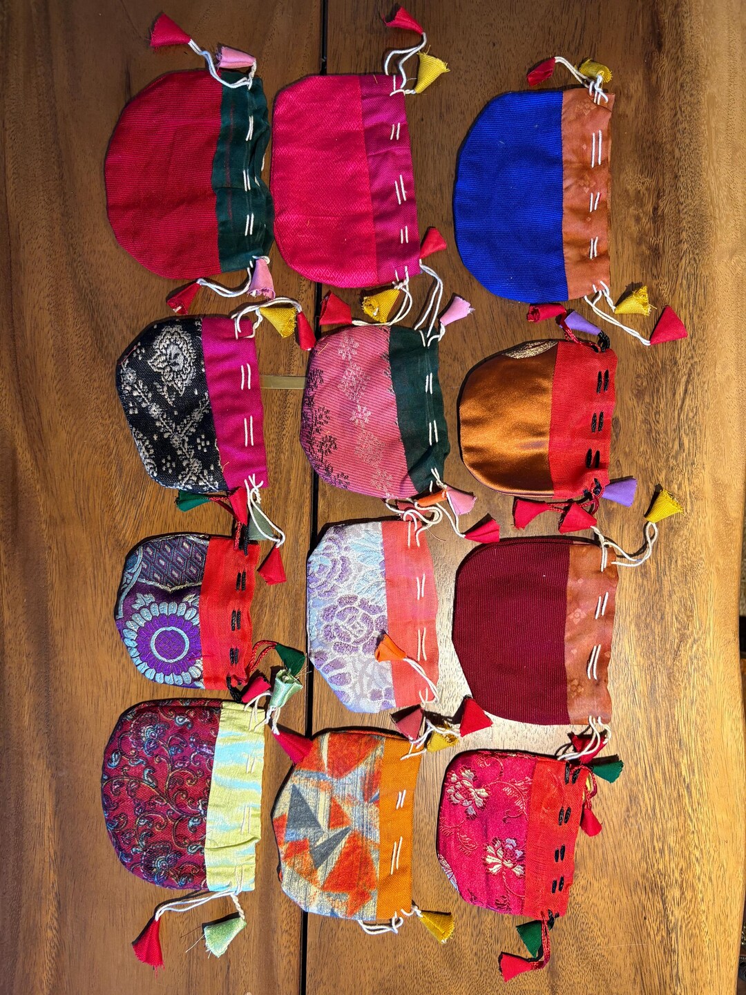 Lots of 12 Handmade Traditional Nepalese Indian Fabric Pouches Multi ...
