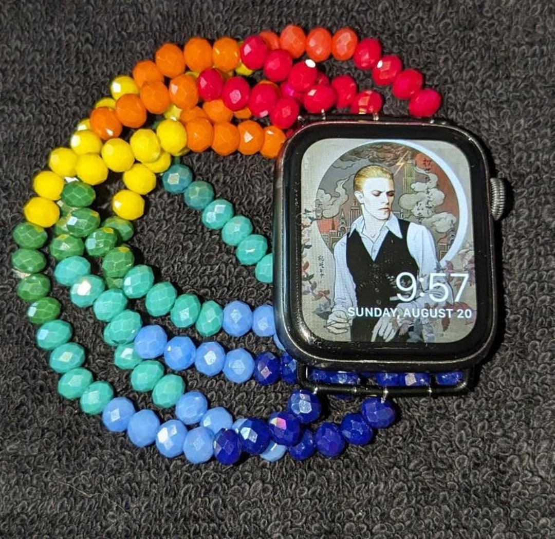 Rainbow Pride Beaded Watch Band for Apple Watch 42mm/44mm/45mm/49mm - Etsy