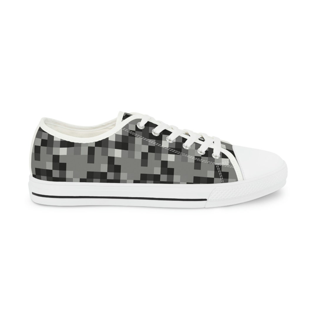 Men's Low Top Sneakers, Pixels, Pixelated Shoes, Pixel Lover, Men's ...