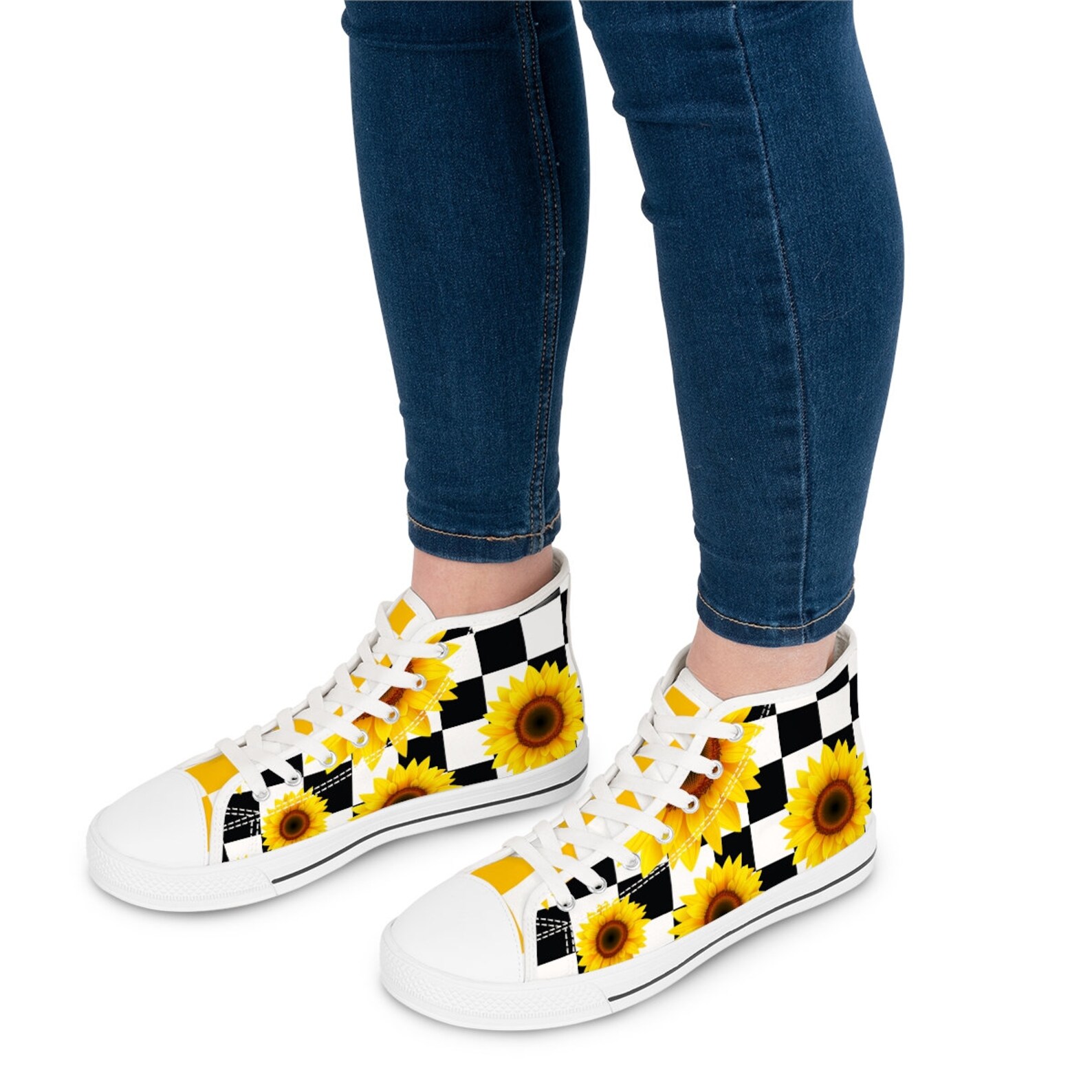 Sunflower Checkerboard Hi-top Sneakers - Etsy