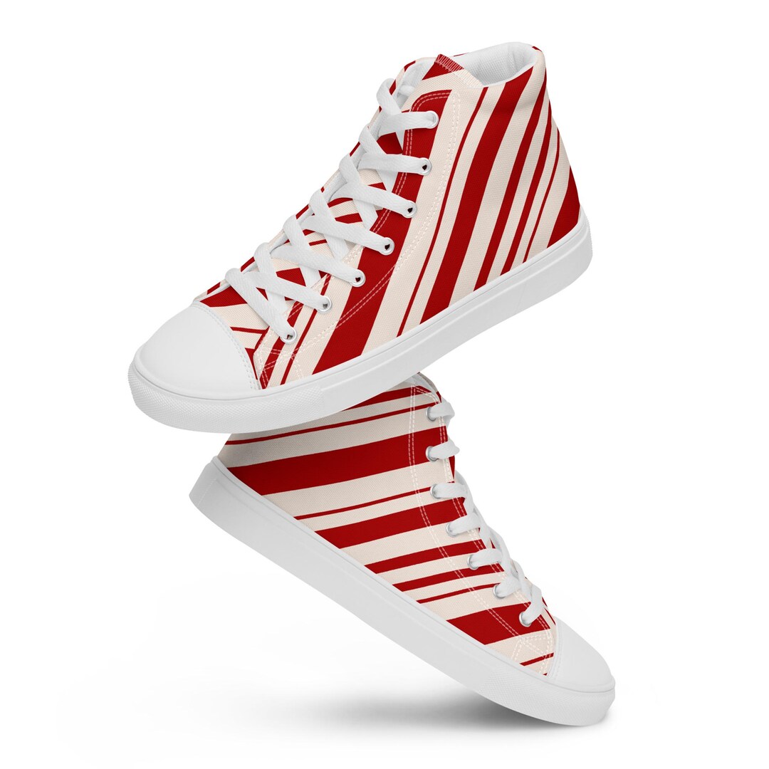 Candy Cane Stripe High Top Shoes – Christmas Holiday Pattern Women’s ...