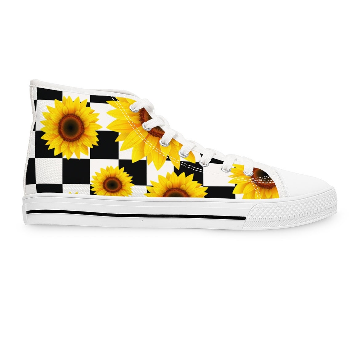 Sunflower Checkerboard Hi-top Sneakers - Etsy