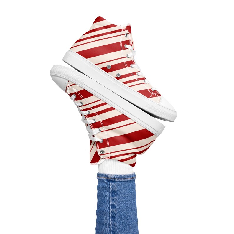 Candy Cane Stripe High Top Shoes – Christmas Holiday Pattern Women’s ...