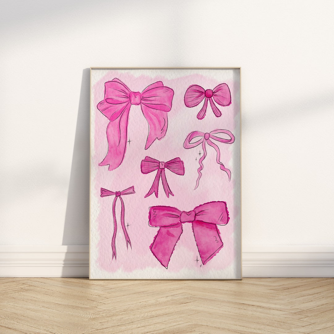Rosa Schleife Wanddeko | Trendy Wohnheim / Wohnung Preppy Print zum ...
