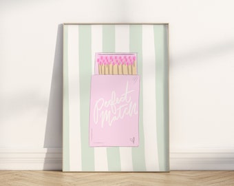 Single Print Perfect Match Pink and Green Matchbox Trendy Bar Cart Wall ...