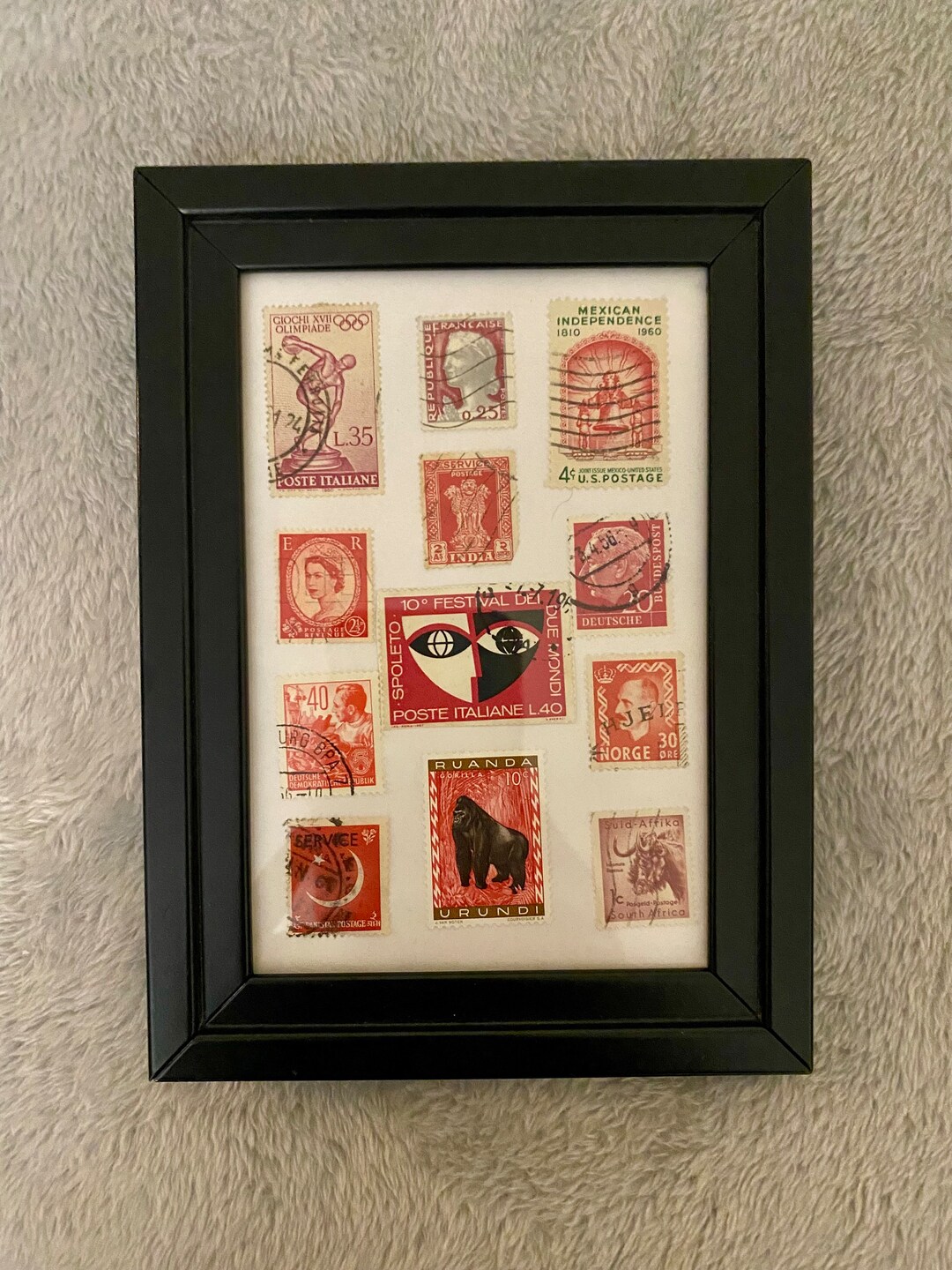 Red and Black Vintage Stamp Art - Etsy
