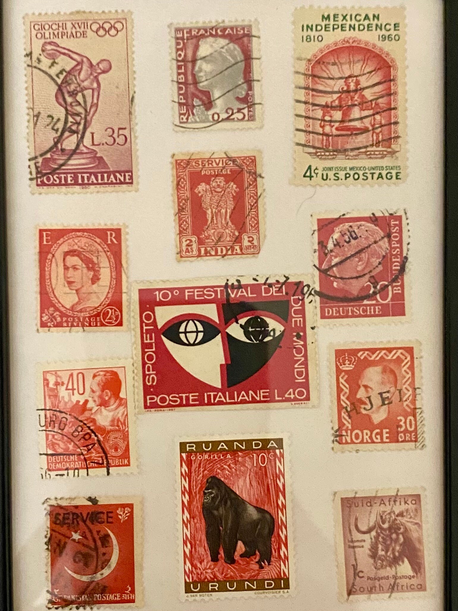 Red and Black Vintage Stamp Art - Etsy