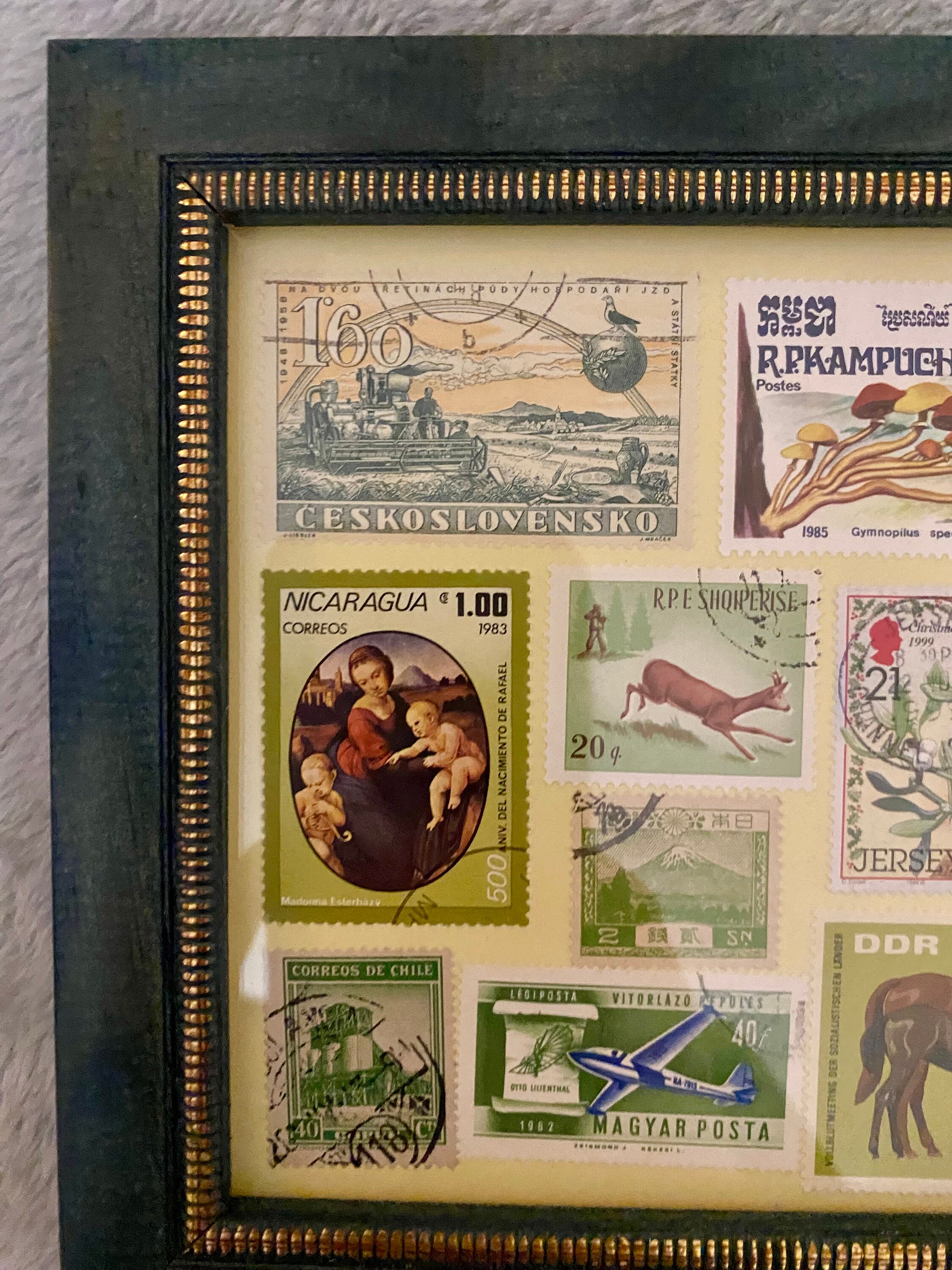 Green Vintage Stamp Art - Etsy