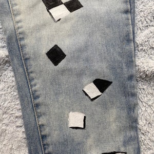 Checkerboard Two Tone Jeans - Etsy