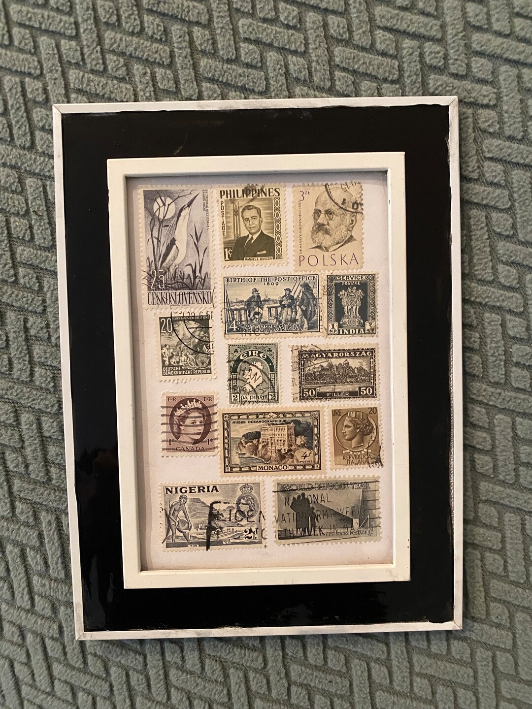 Black Vintage Stamp Art in Black and White Frame - Etsy