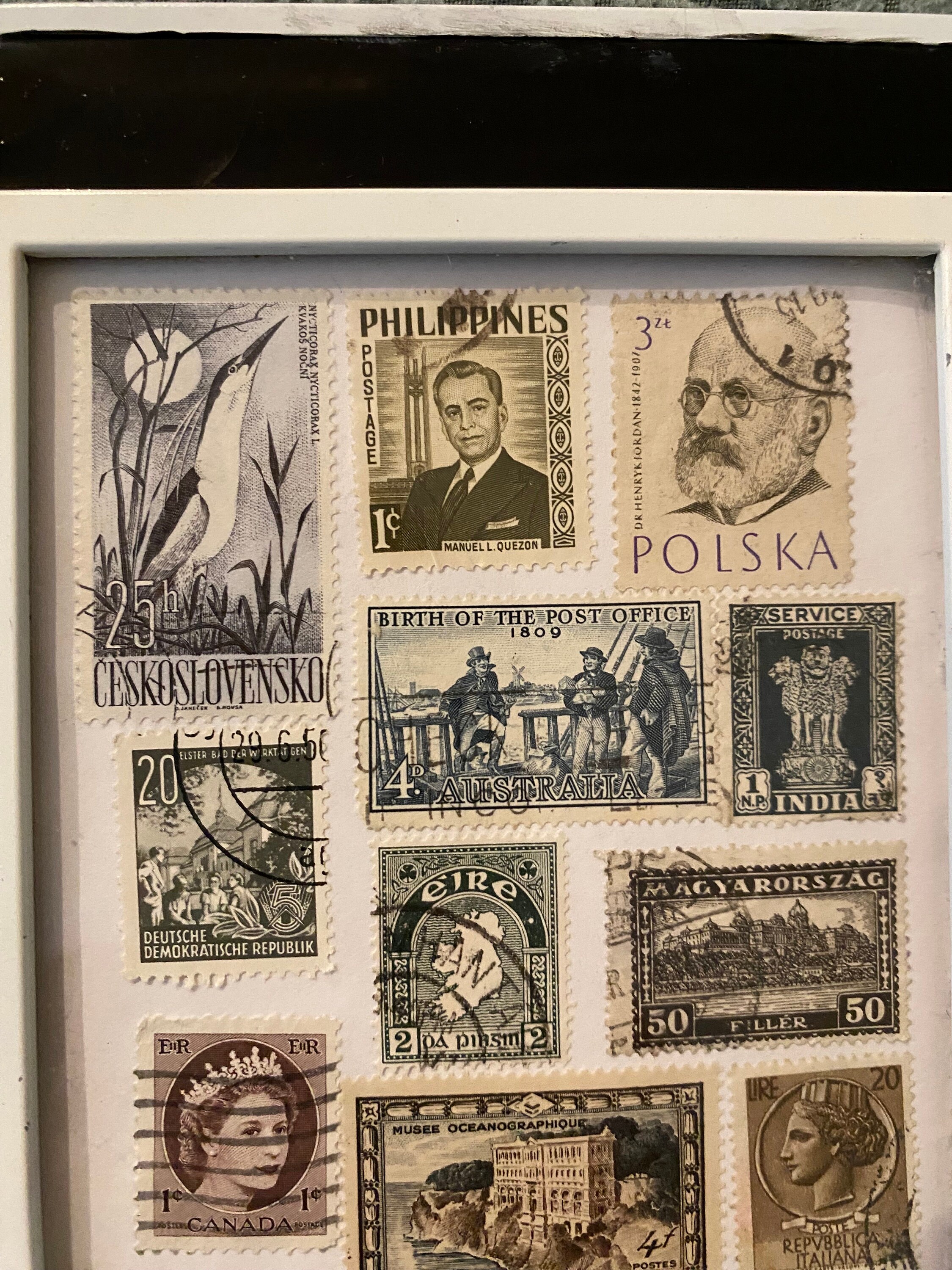 Black Vintage Stamp Art in Black and White Frame - Etsy