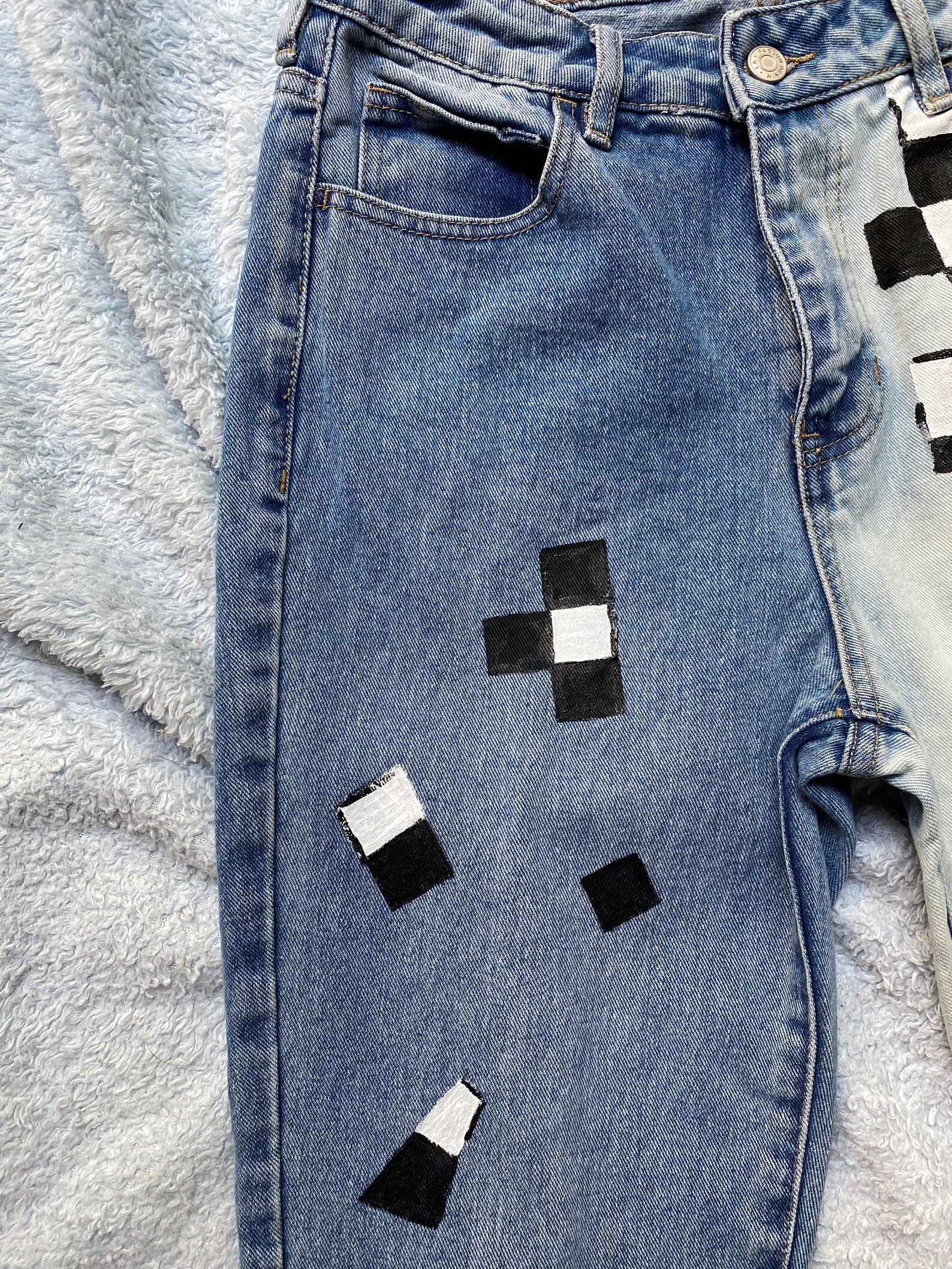 Checkerboard Two Tone Jeans - Etsy