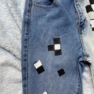 Checkerboard Two Tone Jeans - Etsy