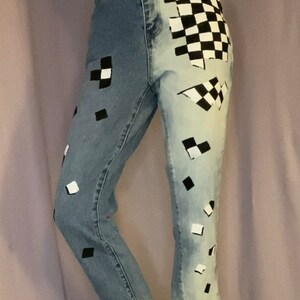 Checkerboard Two Tone Jeans - Etsy