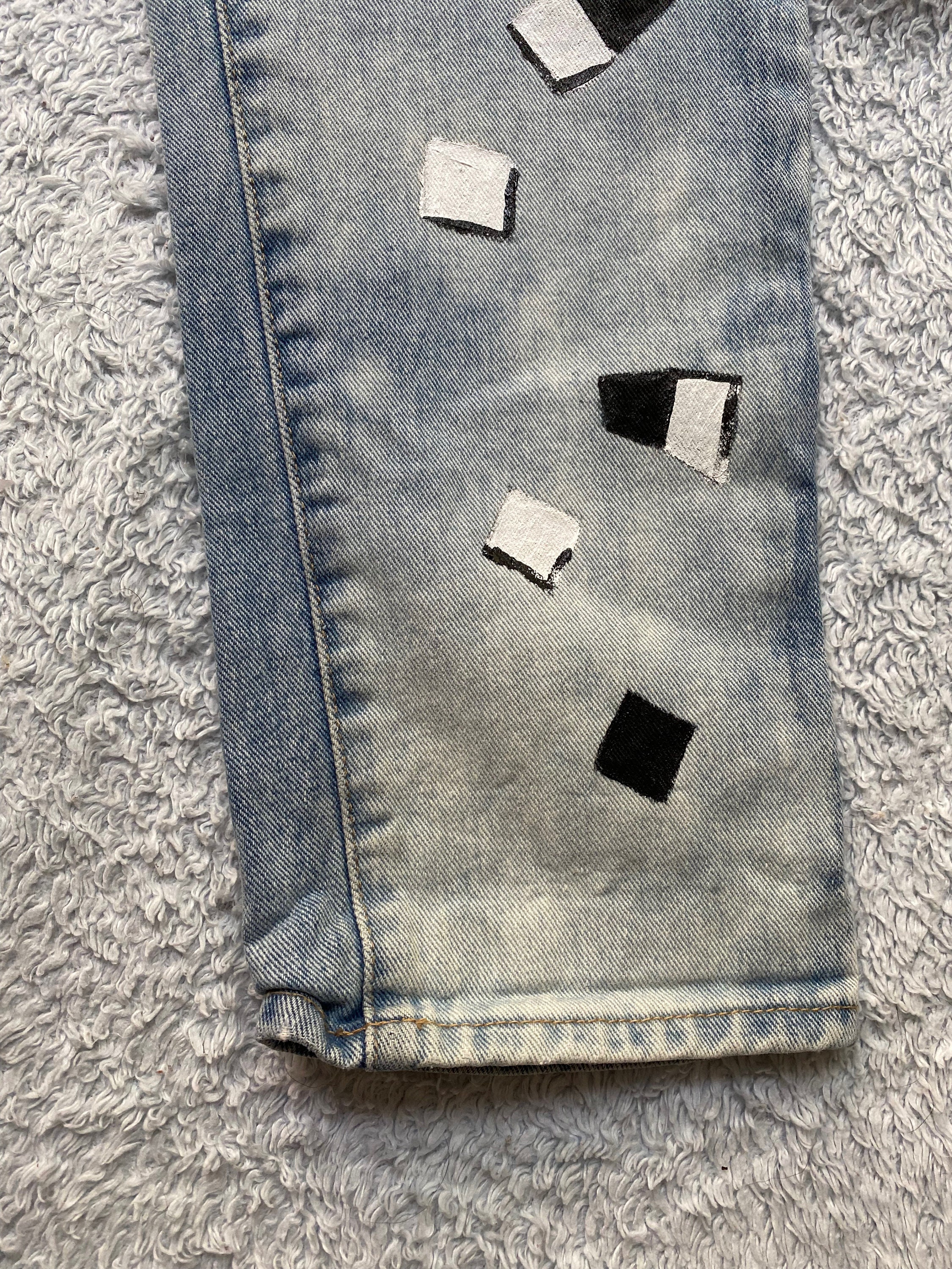 Checkerboard Two Tone Jeans - Etsy