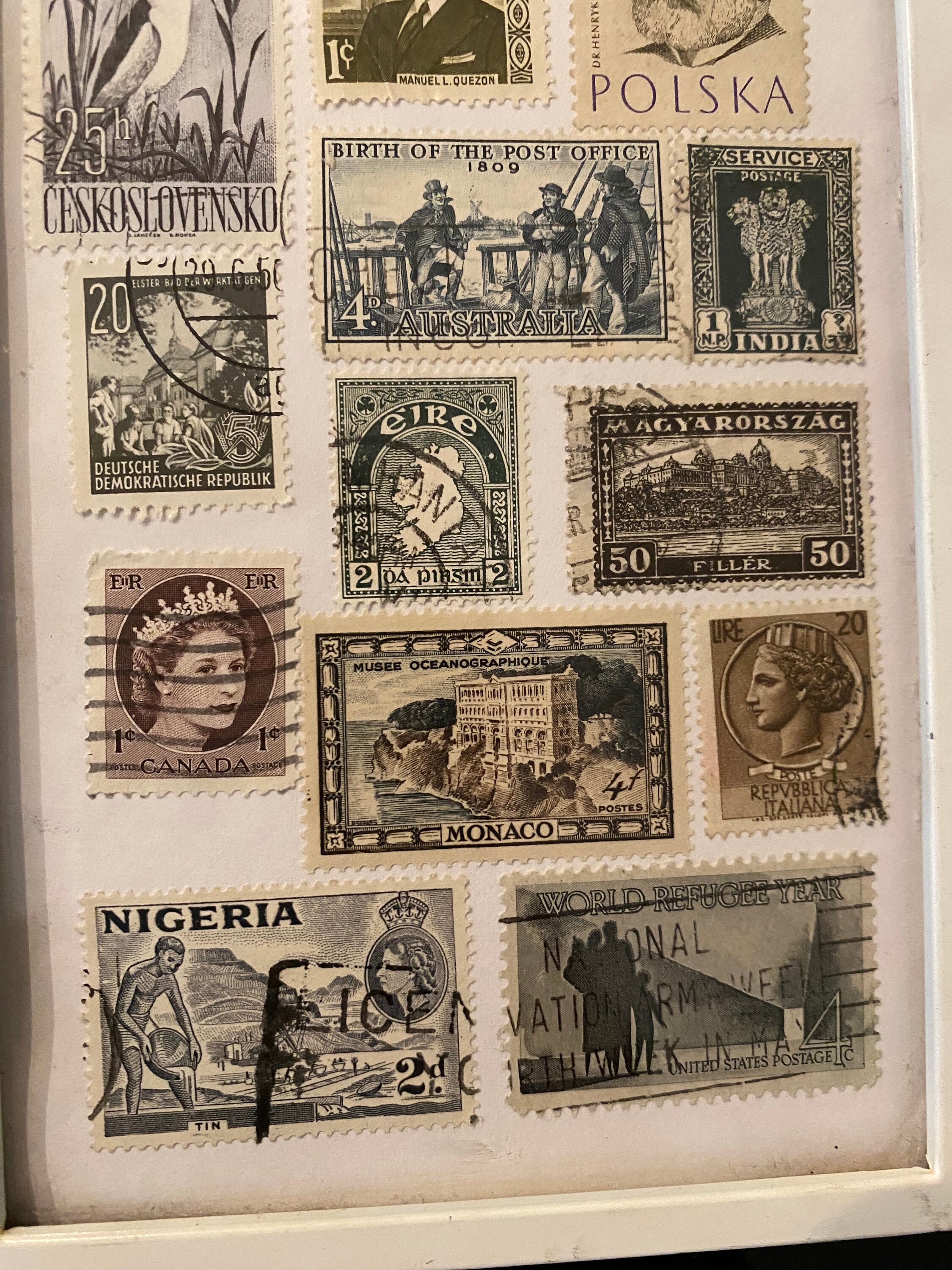 Black Vintage Stamp Art in Black and White Frame - Etsy