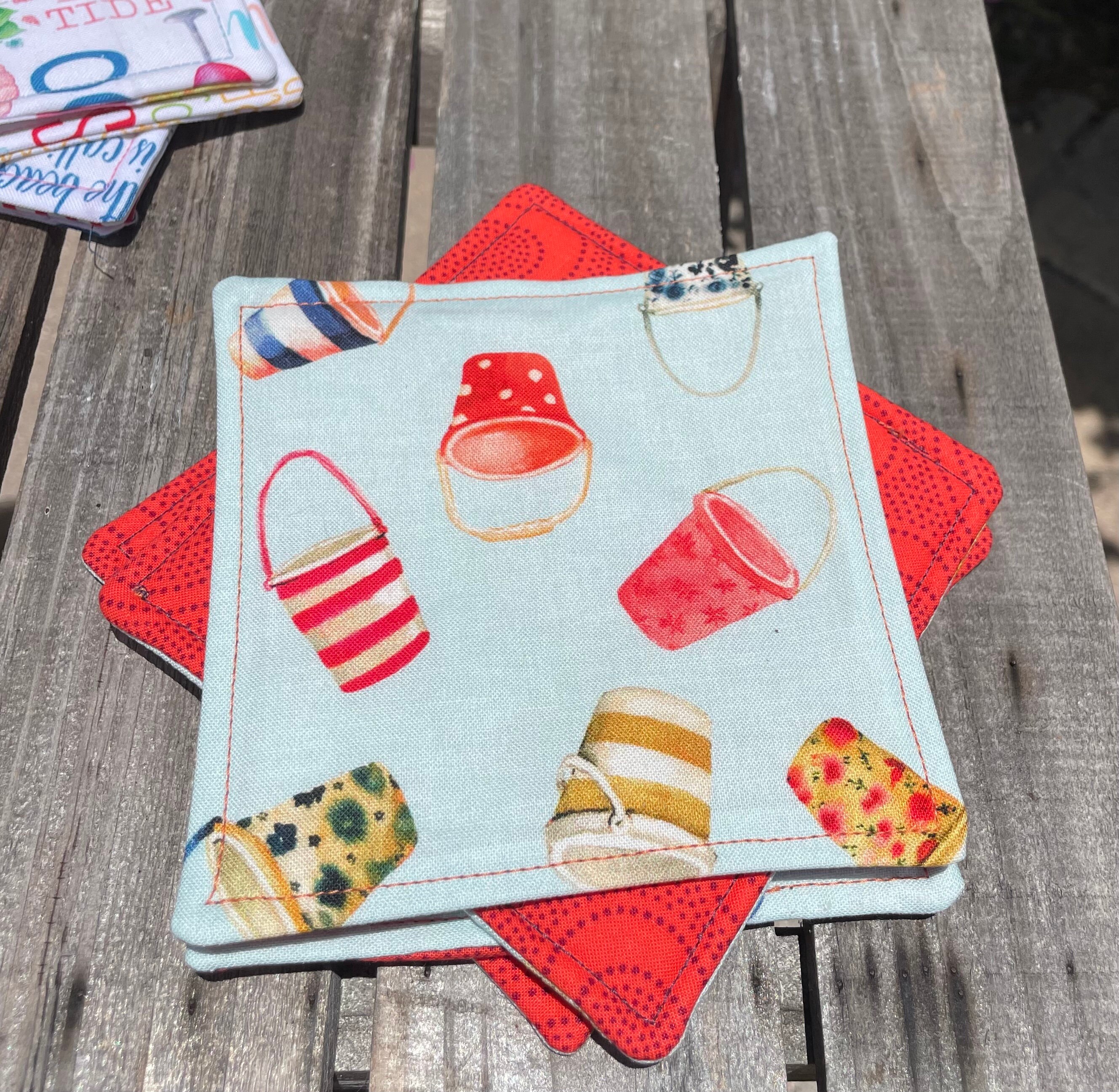 Absorbant, Cotton, Summer Themed Fabric Coaster Sets - Etsy