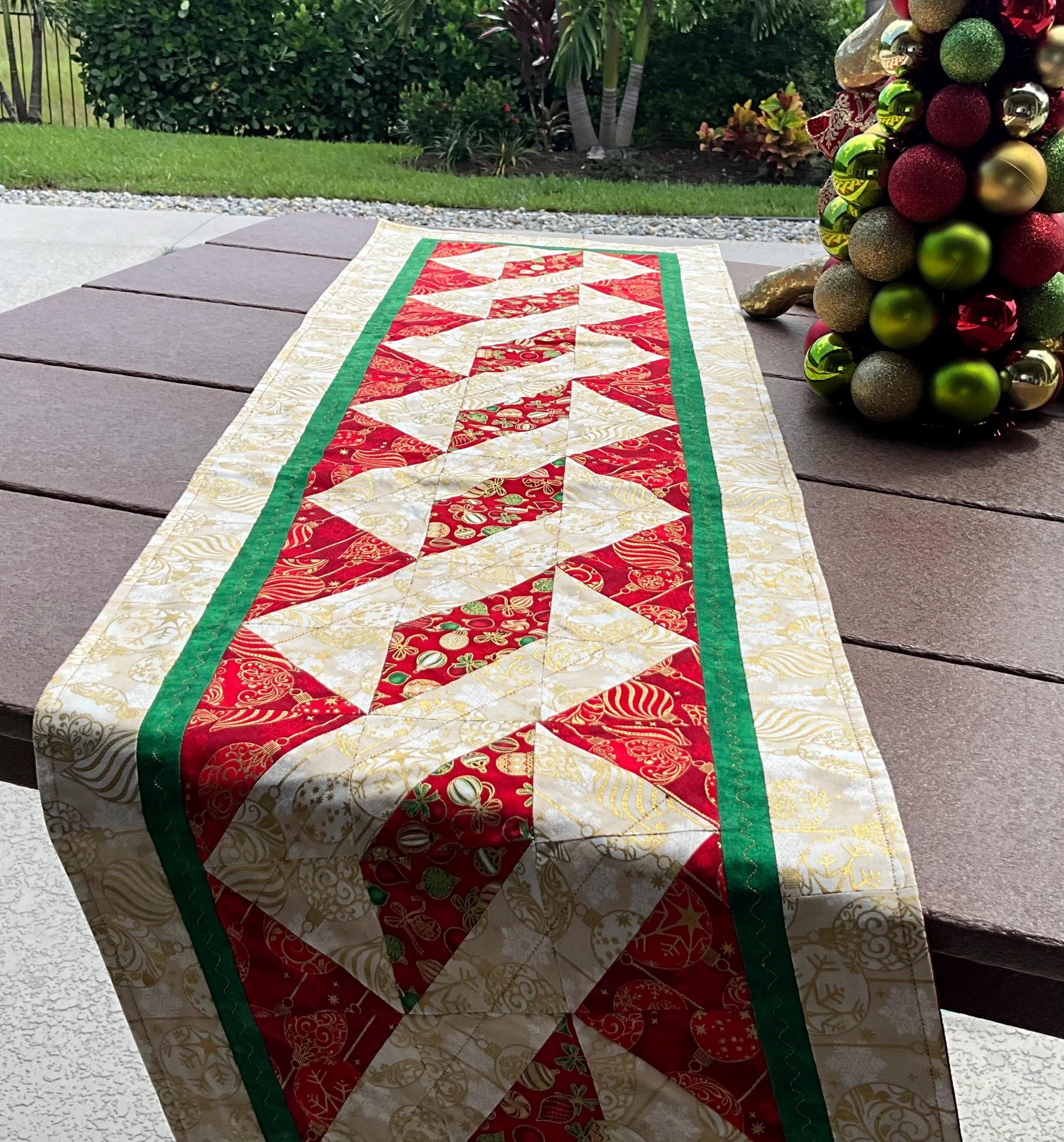 Long, Holiday Table Runner in Elegant Red, Gold and Green Fabrics. - Etsy