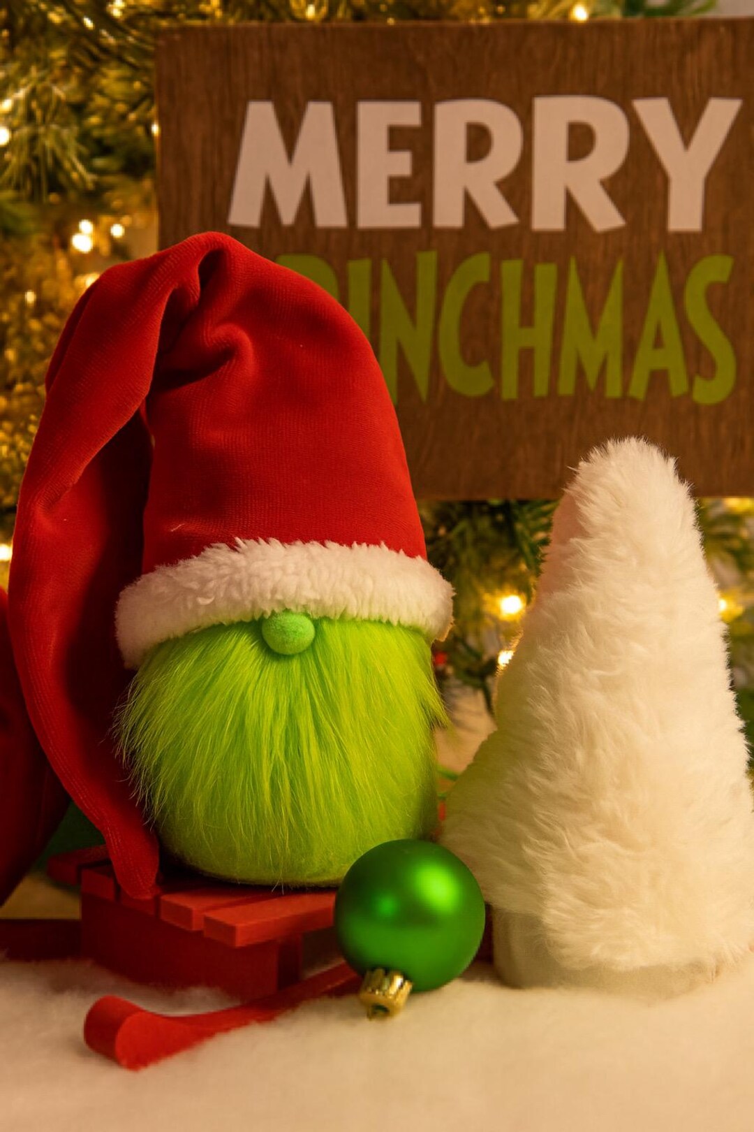 Miniature Grinch Gnome and Tree - Etsy
