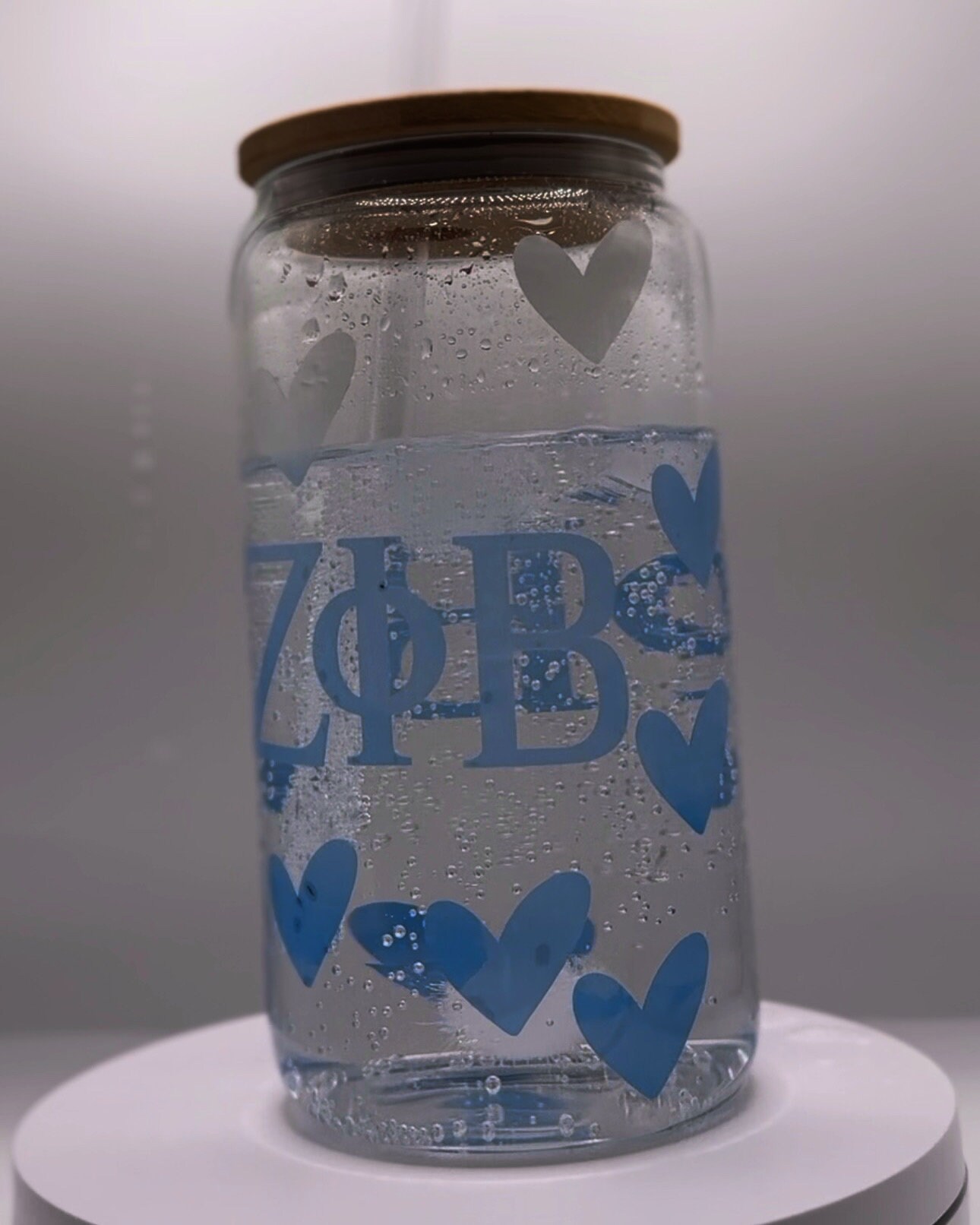 Zeta Phi Beta 16oz Clear Glass Tumbler ! Color Changer ! Clear to Blue ...