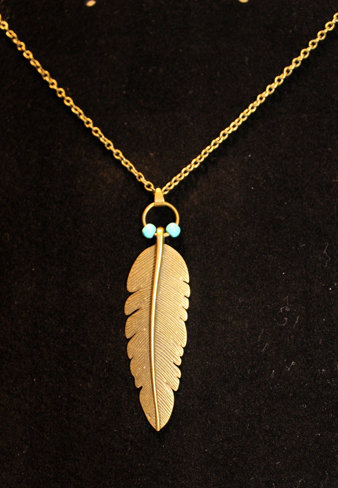 Antique Bronze Bohemian Feather Necklace - Etsy