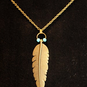 Antique Bronze Bohemian Feather Necklace - Etsy
