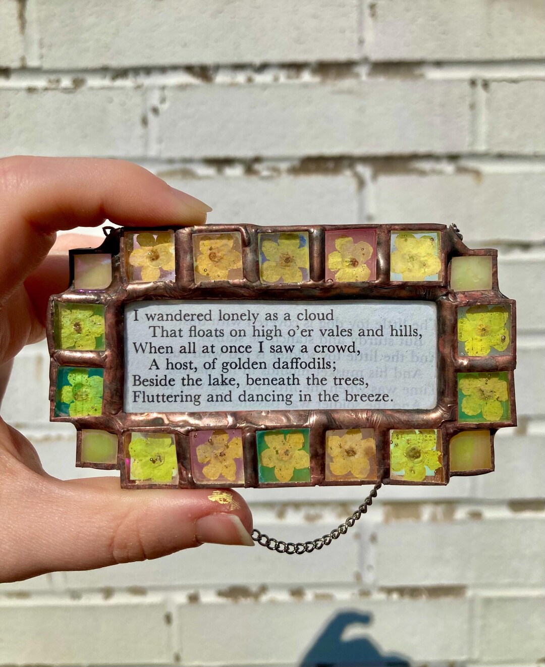 Stained Glass Art, Framed Poem, Poetry Art, Real Flowers, William ...